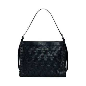Desigual Mittelgro&szlig;e Schultertasche aus gewebtem Kunstleder - - Bags - Damen - Schwarzk - ONE SIZE