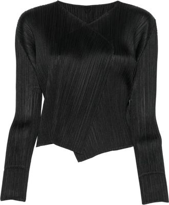 Issey Miyake V-Ausschnitt Strickjacke - - Blouses & Shirts - Damen - Schwarzk - 2XL