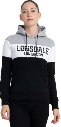 Lonsdale Sweat-Shirt &agrave; Capuche pour Femme, Noir/Blanc/Gris, M