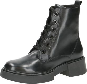Caprice Damen Stiefeletten zum Schnüren aus Leder mit Reißverschluss, Schwarz (Black Nappa), 37 EU
