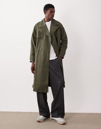 Asos Oversize-Trenchcoat in Khaki-Gr&uuml;n