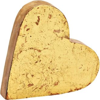 Matches 21 matches21 Dekofigur Herz Dekoherz Figur Aufsteller Herzform Skulptur Mangoholz Holz Gold 1 STK 18x18x4 cm