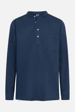 Hanseheld Fischerhemd Blau Uni GOTS Organic