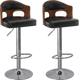 Generic Verstellbare Barhocker Aus Holz, 2er-Set Mit Rückenlehne Und Fußstütze, Drehbare Thekenstühle Aus Stoff(Black)