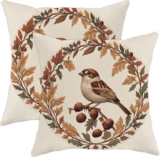 Generic Herbstsperling Kissenbez&uuml;ge Modern Kissenh&uuml;llen Atmungsaktiv Dekokissenbezug F&uuml;r Sofa Heimdekoration B&uuml;ro 45X45Cm 2Er Set