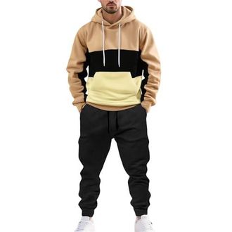 Generic Ensemble Jogging Homme, Sweat Hoodies &Agrave; Manches Longues Et Pantalon De Jogging Ensemble De 2 Pi&egrave;ces, Doux Et Surdimensionn&eacute;, V&ecirc;tements Chaud Travail D