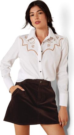 Ariat Womens Lattice Western Shirt Long Sleeve in White, Size 2X-Large, by Ariat