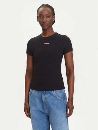 Tommy Jeans T-Shirt Script Label DW0DW21402 Schwarz Slim Fit