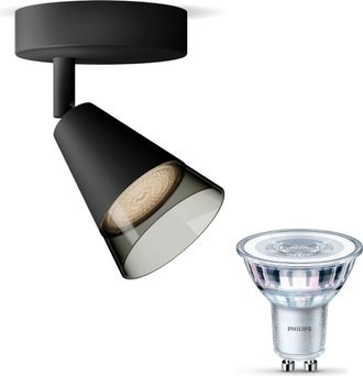 Philips Cleft Einbaustrahler (Schwarz) - Warmwei&szlig;es Licht - Wandspot oder Deckenstrahler mit 1 flammige Leuchte - GU10 - SceneSwitch - Einfach Dimmbar mit Ihr