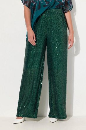 Ulla Popken Schlupfhose Hose weites Bein Pailletten Elastikbund