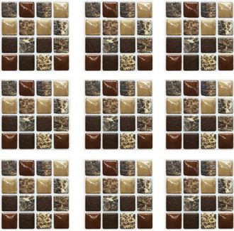 Railonch 30 St&uuml;ck Mosaik Wandfliese Aufkleber, Mosaik Fliesenaufkleber PVC, Wandfliese Aufkleber Fliesendekor f&uuml;r Bad und K&uuml;che (Braun + Beige)