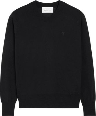 Ami Homme, Pulls, Noir, Taille: XS Pull ras du cou De Coeur
