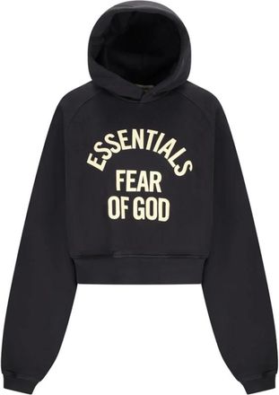 Fear of God Femme, Sweatshirts et sweats &agrave; capuche, Noir, Taille: 38 FR Campus 90s Cropped Raglan Sweat &agrave; capuche