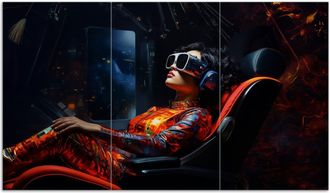 Wallario Herdabdeckplatte/Spritzschutz aus Glas, 3-teilig, 90x52cm mit 13mm hohen Füßen, für Ceran- und Induktionsherde, Virtuelle Dimensionen