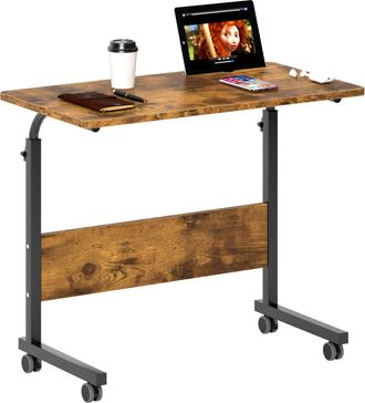 Soges Computertisch Laptoptisch höhenverstellbar PC-Tisch mit Rollen, Oberfläche mit Einschnitt als Ständer für Pad Tablete Mobilphone 80cm x 40cm