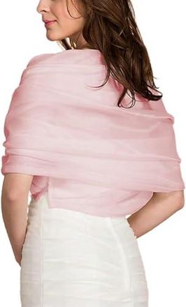 Generic NYSBH Bol&eacute;ro en organza doux &agrave; volants pour femme Ch&acirc;le Ch&acirc;le Mariage Cape de bal de fin dann&eacute;e &eacute;l&eacute;gante, rose, L