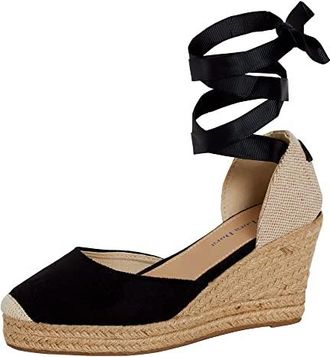 Lora Dora Womens Espadrille Wedge Sandals Black UK 8