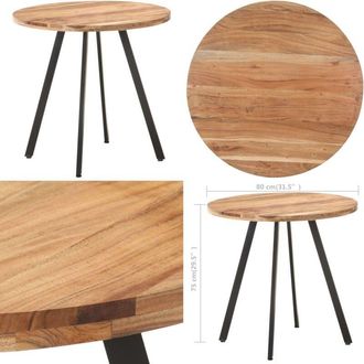 vidaXL Vidaxl - Table de salle à manger 80 cm Bois dacacia solide - Table à Manger Industrielle - Table Ronde Acacia - Table Repas Design - Meuble Salle à