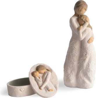 Willow Tree Close to me Figure with Tenderness Keepsake Box, Sculpted Hand-Painted 2-Piece Set