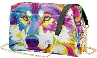 Mnsruu Sacs à bandoulière en cuir pour femme, motif loup S