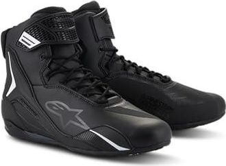 Alpinestars Chaussures de moto Faster-4, légères et respirantes, construction tricotée sans couture et protection avancée, Noir/blanc, 10