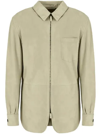 Giorgio Armani veste en daim &agrave; fermeture zipp&eacute;e - Vert