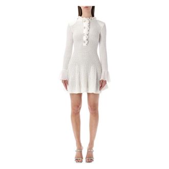 Self Portrait Femme, Robes, Blanc, Taille: 40 FR Mini-robe en maille ajour&eacute;e