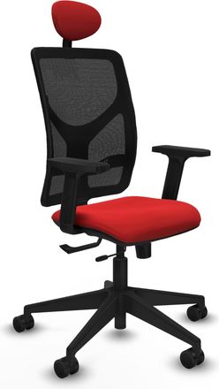 Piqueras y Crespo B&uuml;rostuhl mit 2D-Armlehnen, h&ouml;henverstellbare Lendenwirbelst&uuml;tze und festes Kopfteil, ausgestattet mit Syncro/Traslack und Schneideschaum, Schwarz/Rot