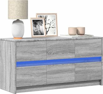 vidaXL Vidaxl - Mobile Porta Tv Con Led Grigio Sonoma 100x34x50cm In Truciolato