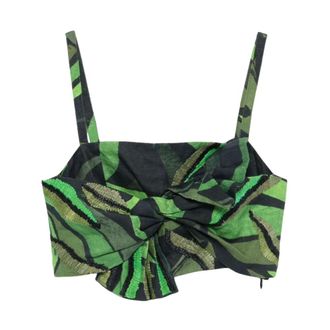 Farm Rio Farm Rio, Femme, Tops, Vert, Taille: 36 FR Knot Detail Cropped Top