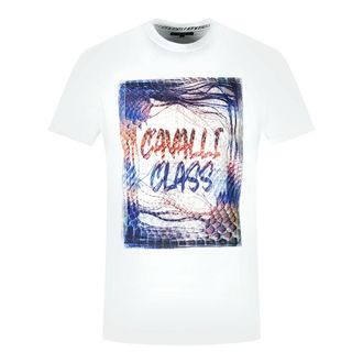 Cavalli Box Logo Wei&szlig;es T-Shirt