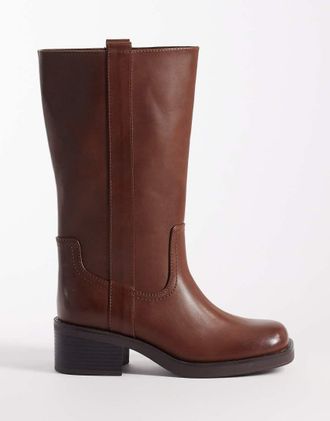 Asos Cherry - Bottes camionneur &agrave; enfiler - Chocolat-Brown