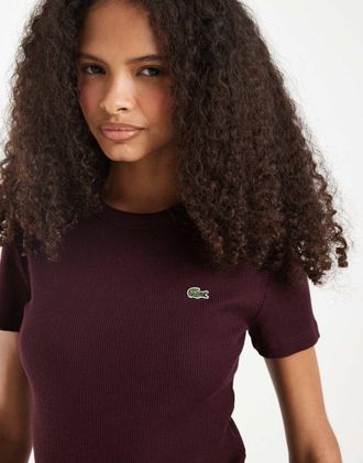 Lacoste T-shirt en coton c&ocirc;tel&eacute; - Bordeaux-Rouge