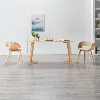 vidaXL Vidaxl - Esszimmerstuhl Creme Bugholz und Kunstleder