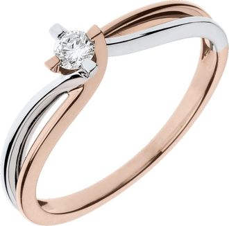 Edenly Ring das Kostbarer Kokon - Klarheit - Weiß-und Roségold - Diamant 0. 11 Karat -18 Karat