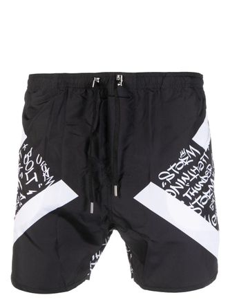 Neil Barrett short imprimé à lien de resserrage - Noir