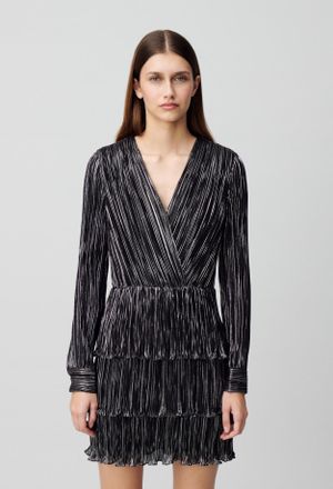 Claudie Pierlot Kurzes Silber Kleid mit Volants