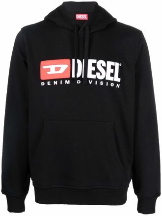 Diesel S-Ginn-Hood-Div Hoodie mit Logo-Applikation - Schwarz