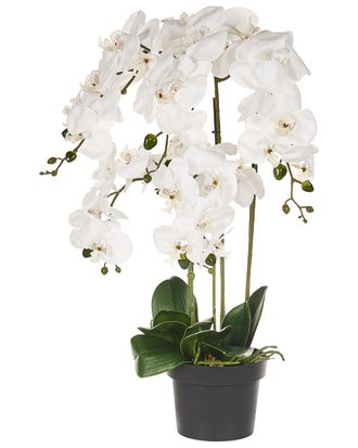 Beliani Kunstpflanze künstliche Orchidee im Blumentopf grün/weiß 63 cm Orchid