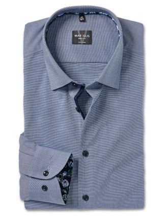 Marvelis Herren Oberhemd Langarm Body-Fit,Einfarbig,18 New York Kent,Nachtblau 14,40