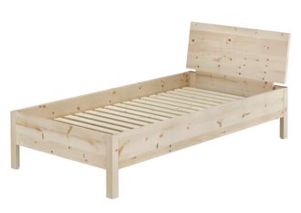 Erst-Holz Metallfreies Holzbett Einzelbett Zirbe massiv 100x200 mit wählbarem Zubehör V-60.95-10Rollrost inkl