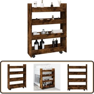 vidaXL Aufbewahrungswagen Schmal 4 Etagen R&auml;uchereiche Holzwerkstoff - Vidaxl