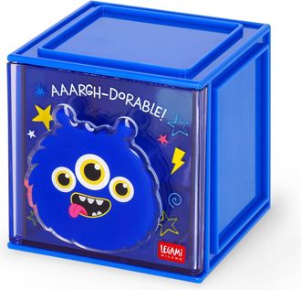 Legami Legami - Cutie Cubes Modular Desk Box, Monster, Schreibtisch-Organizer, Aufbewahrung, inklusive Stickerbogen, stapelbar, multifunktional, ABS, 90 x 90