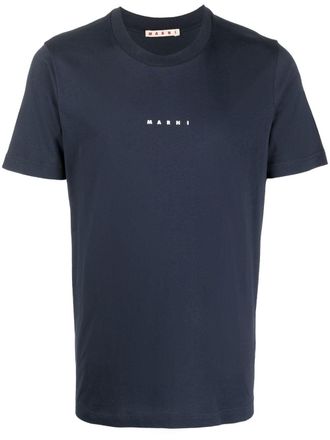Marni t-shirt en coton à logo imprimé - Bleu