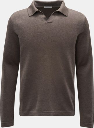 04651/ Herren - Merino Strickpolo Oyster graubraun