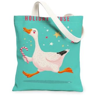 Generic Sacs fourre-tout en toile doie de vacances, sacs d&eacute;picerie r&eacute;utilisables, l&eacute;gers et lavables avec bandouli&egrave;re, aqua, 13x15 Inch