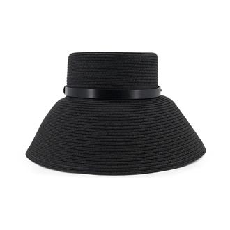 Max Mara Femme, Accessoires, Noir, Taille: 58 CM Chapeau &agrave; larges bords avec logo en m&eacute;tal