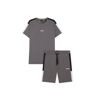 HUGO BOSS Ensemble de pyjama court en coton m&eacute;lang&eacute;