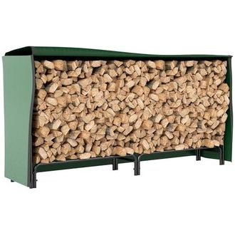 OUTSUNNY Range buches extérieur, abri buches, support de bois de chauffage, avec housse en PE, base surélevée de 19 cm, pour extérieur, charge 200 kg, 200l x 3
