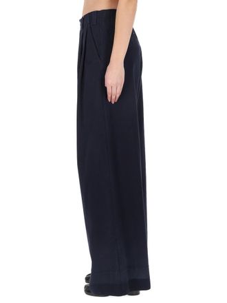 Maison Margiela Wide-Leg Cotton-Blend Chino Pants - Blue